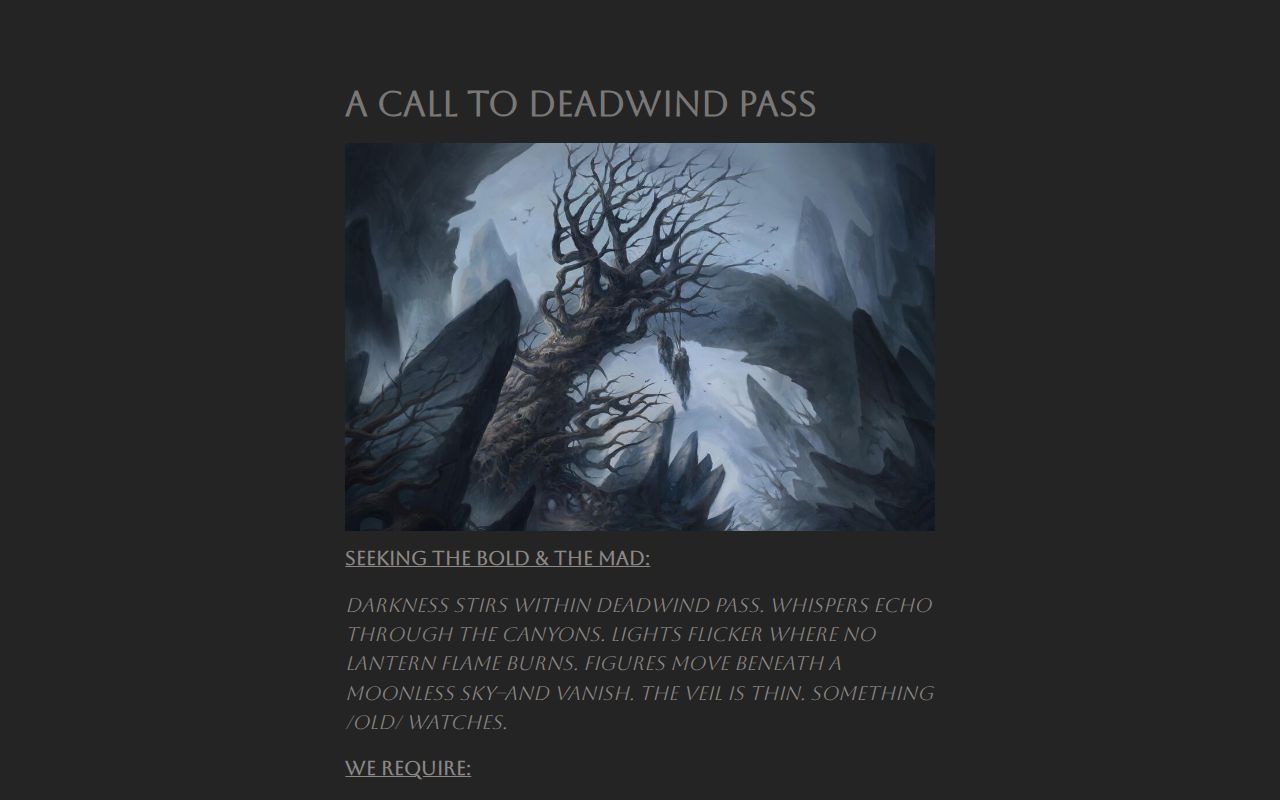 A Call To Deadwind Pass